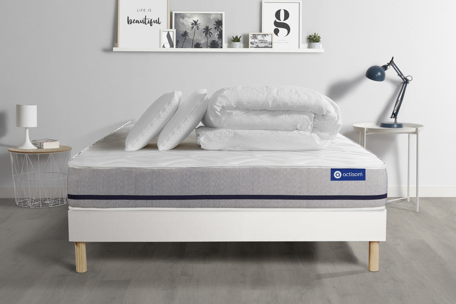 Matelas 200 x 200 cm Actilatex soft - Latex et mémoire de forme - Ep. 20 cm - sommier kit Blanc ...