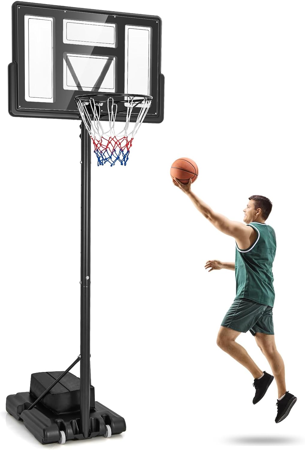 Canestro Basket Portatile 1,35-3,05 M, Sistema di Obiettivo da Basket ...