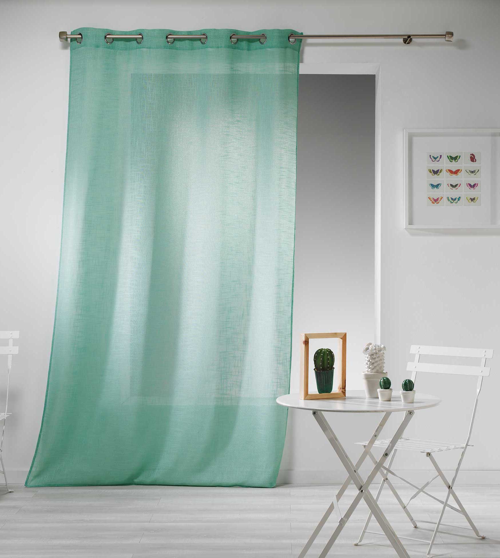 Rideau Effet Lin - Menthe - 140 x 280 cm - Polyester | Leroy Merlin