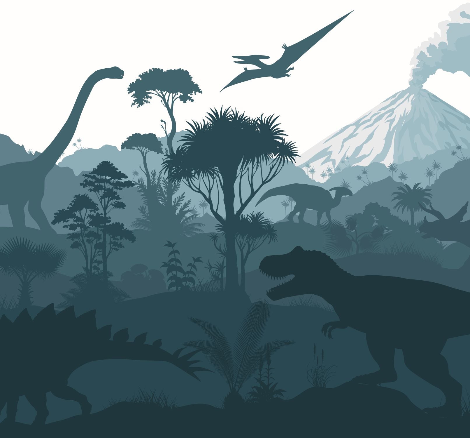 Fotomurale dinosauri blu scuro - 300 x 279 cm - ESTAhome | Leroy Merlin