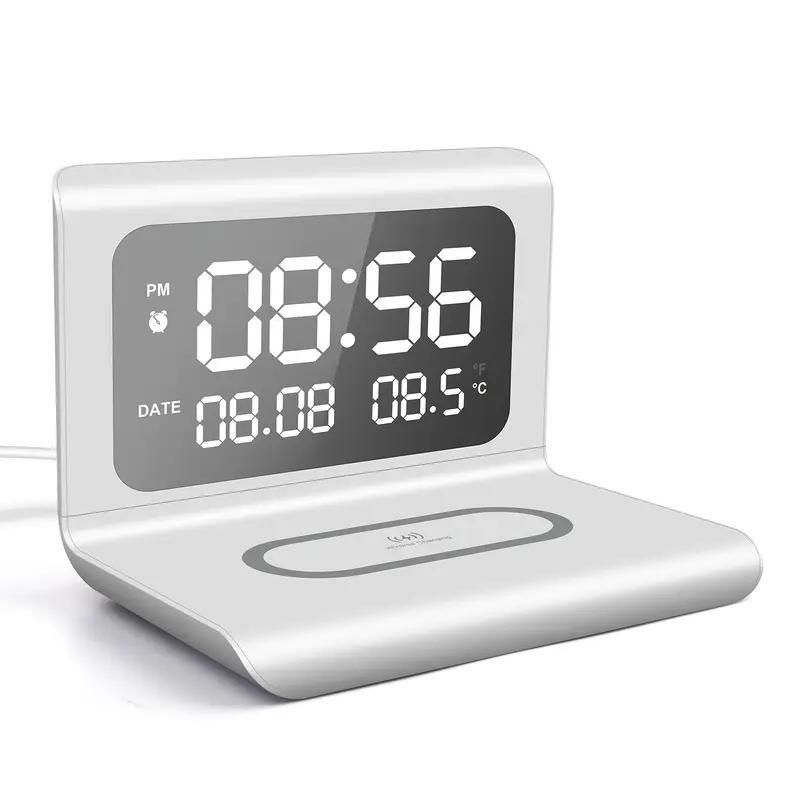 Reloj electrónico de escritorio con cargador inalámbrico, función de ...