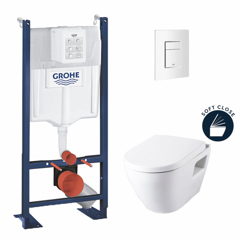 Grohe Pack WC Rapid SL autoportant + WC Serel SM10 + Plaque blanche ...