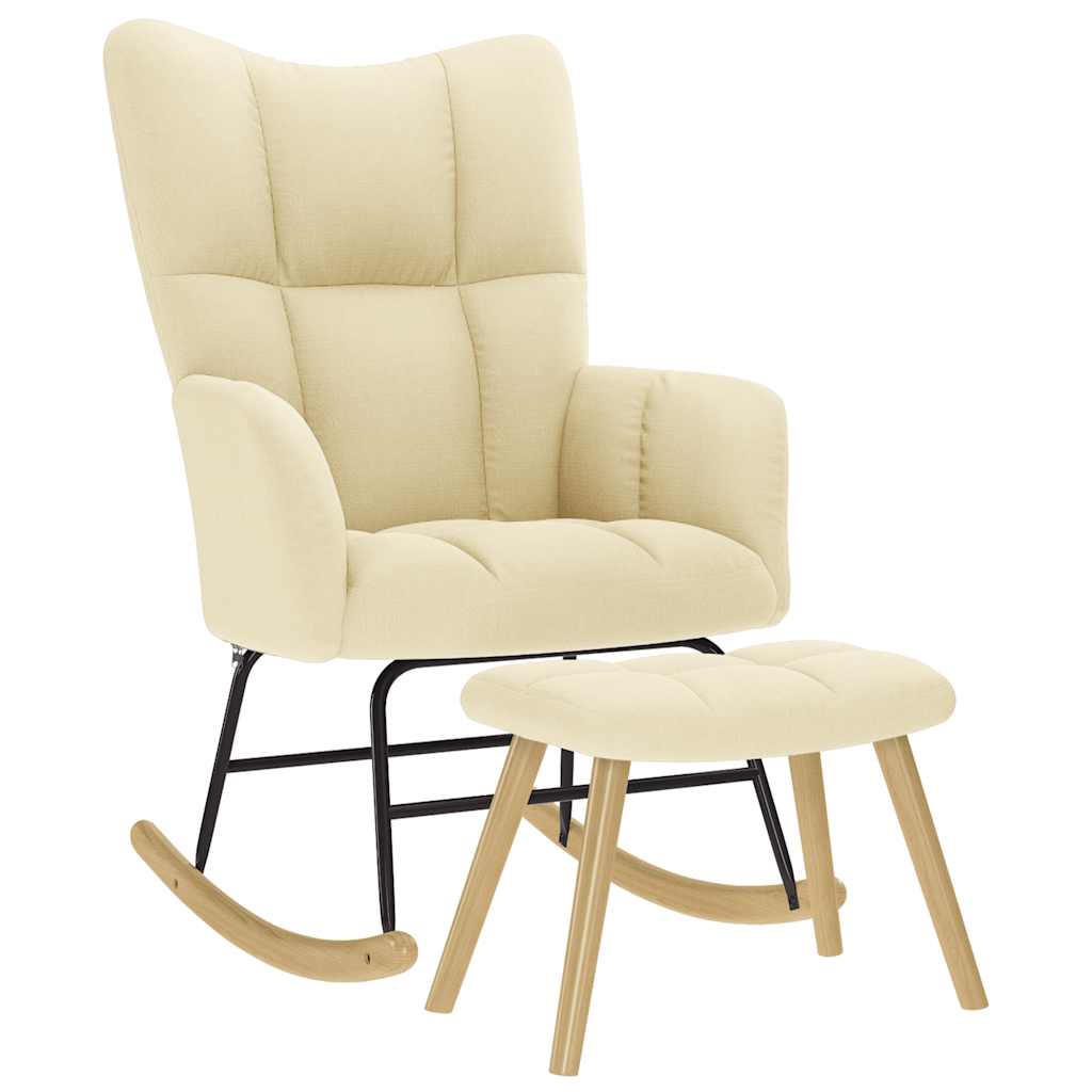 Sillón mecedora con taburete tela color crema - COMFORTXL | Leroy Merlin