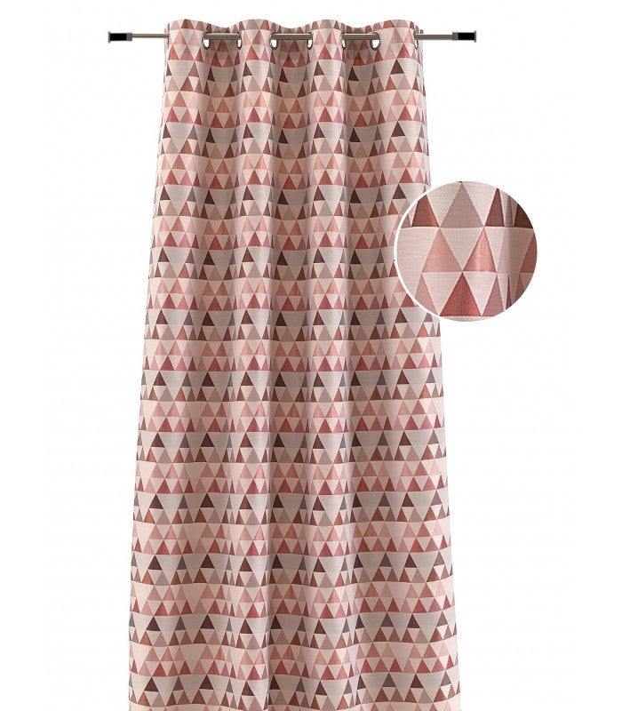 Rideau Motif Géométrique Vintage - 140x250cm - Rose | Leroy Merlin