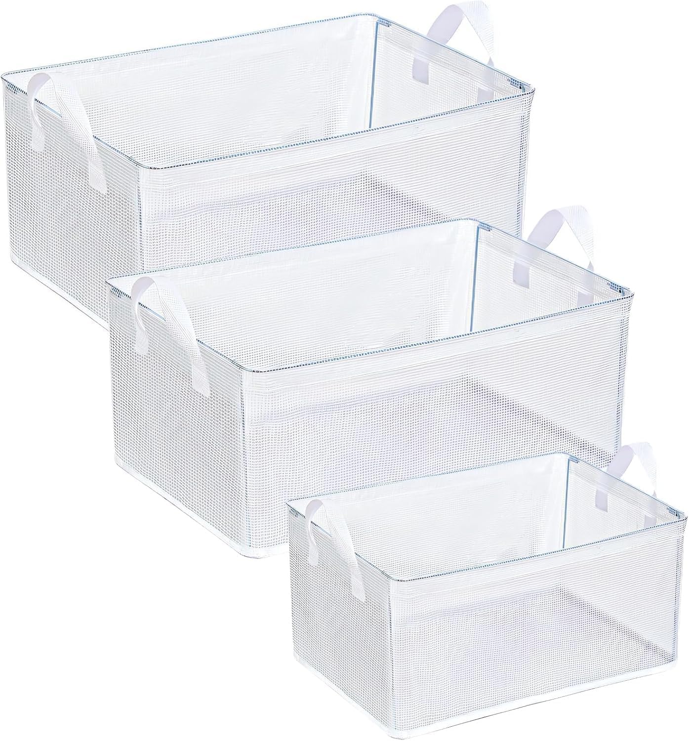 Lote de 3 cajas de almacenamiento plegables con asas, totalmente ...