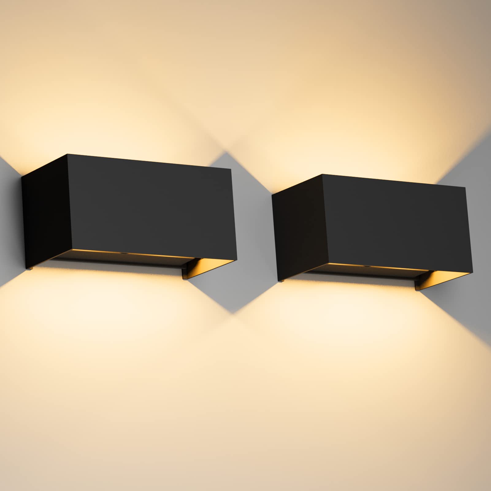 Set de 2 apliques de pared LED para interior/exterior, 24 W, apliques ...