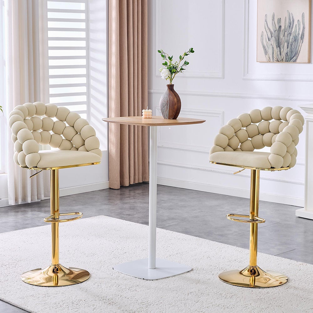 Tabouret de bar en velours Lot de 2 - dossier en chaîne à boules ...