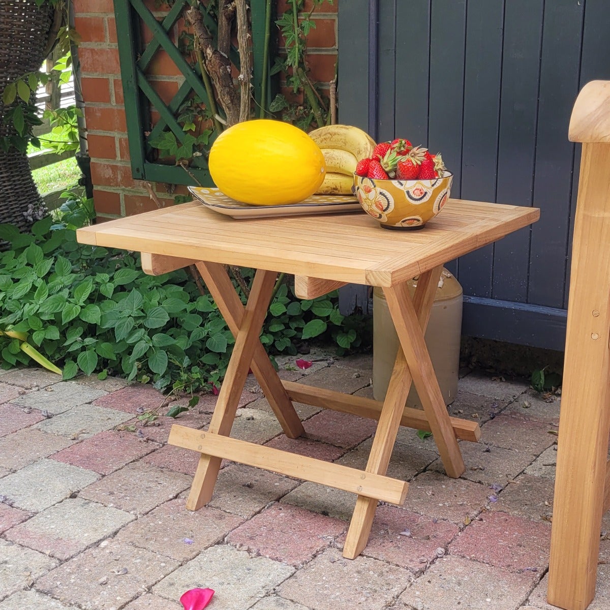 Table basse pliante carrée en teck massif Kento 50 x 50 cm | Leroy Merlin