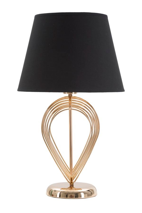 Lámpara de metal dorado con pantalla negra Ø 32,5x53,5 cm | Leroy Merlin