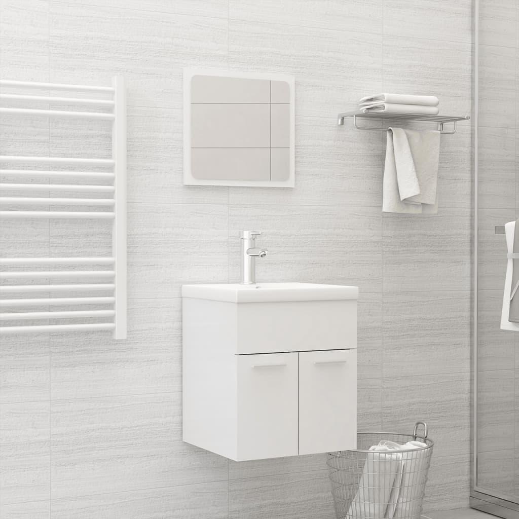 Set di mobili da bagno in truciolato bianco lucido - COMFORTXL | Leroy ...