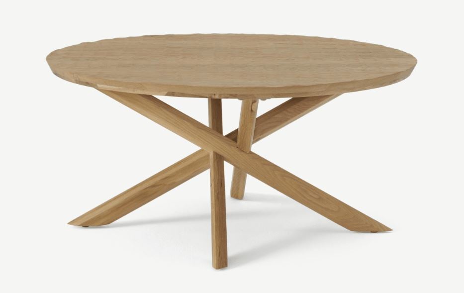 Abbon table basse ronde en chêne - Pieds central croisé - Couleur bois ...