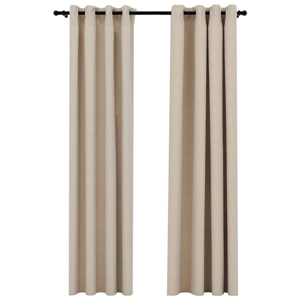 Cortinas opacas ojales look de lino 2 pzas beige 140x245 cm | Leroy Merlin