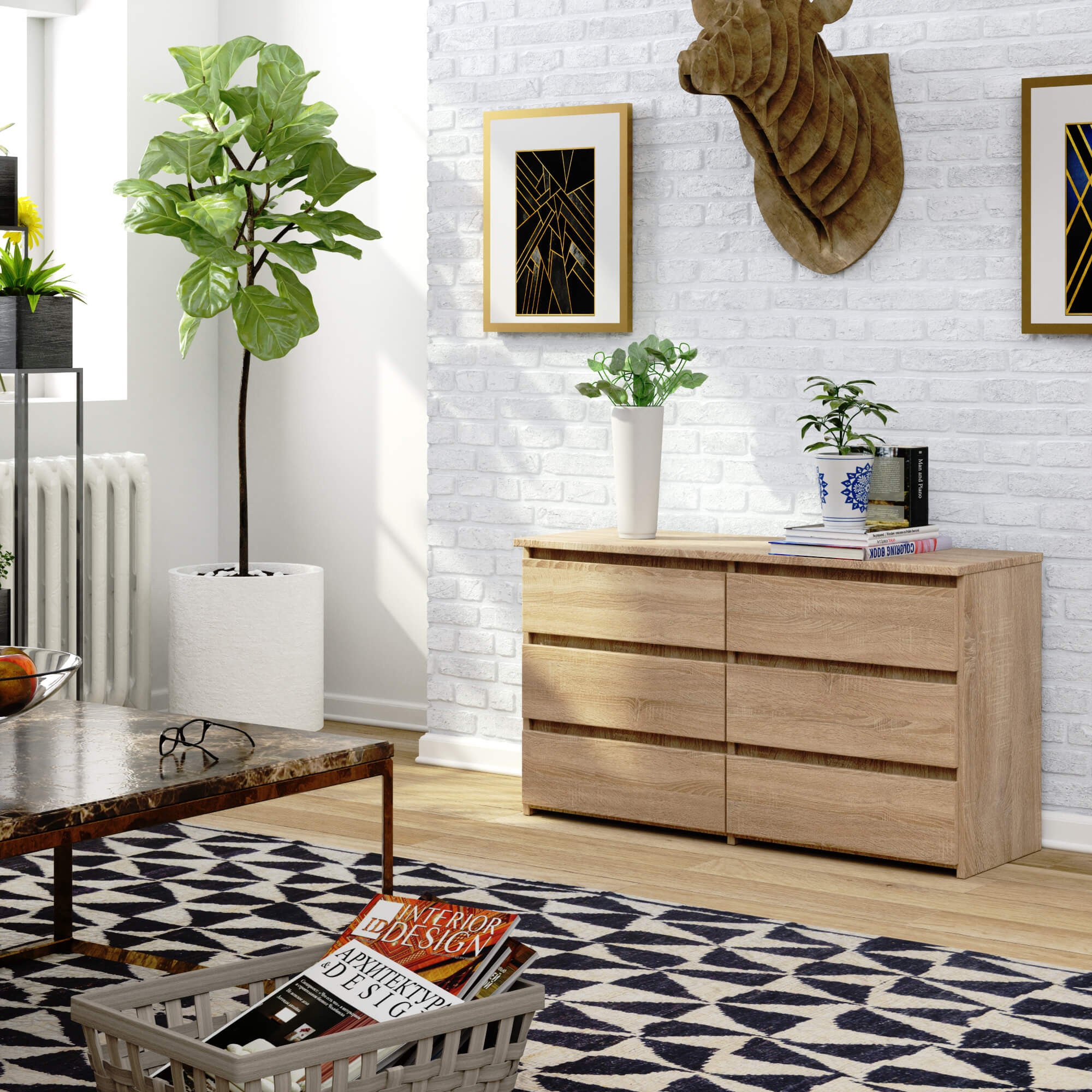 Cómoda: 6 tiroirs, chêne Sonoma, 100 x 57 x 35 cm | Leroy Merlin