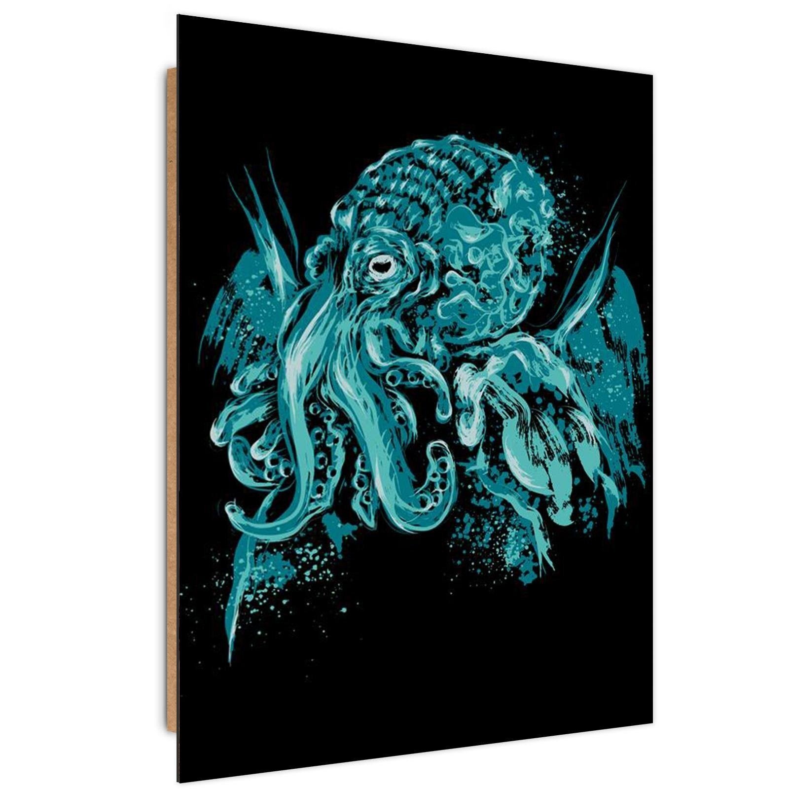 Tableau pieuvre bois bleu - 70 x 100 cm | Leroy Merlin