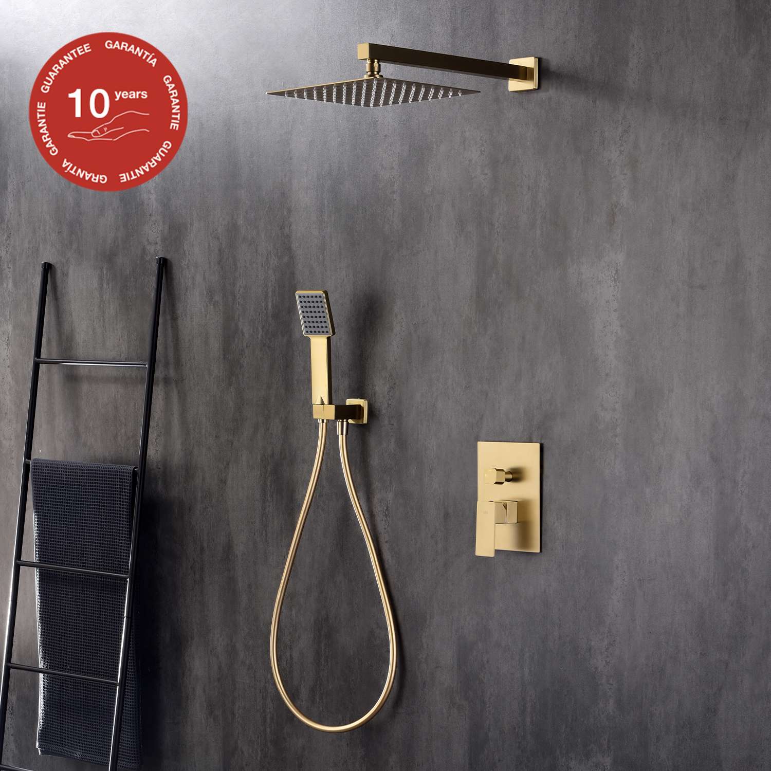 Ensemble de douche encastré mécanique 2 voies SKY BATH or brossé PVD ...