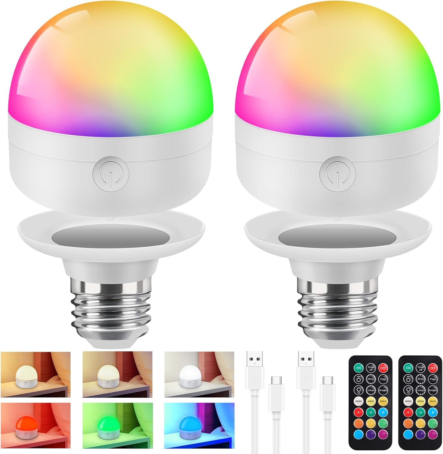 Ampoule LED Rechargeable avec Telecommande, E27 Connectée, Ampoule Sans ...