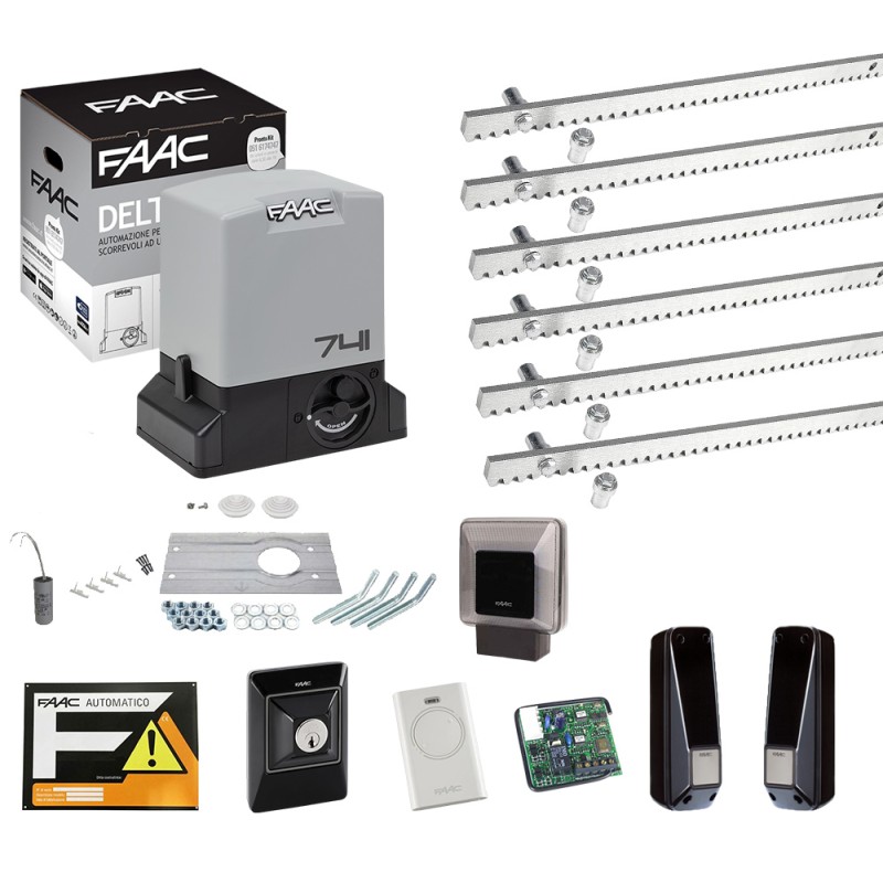 FAAC KIT DELTA 3 741 PER CANCELLO SCORREVOLE PORTATA 900KG 220V CON 7MT DI CREMAGLIERA 105630445 ...
