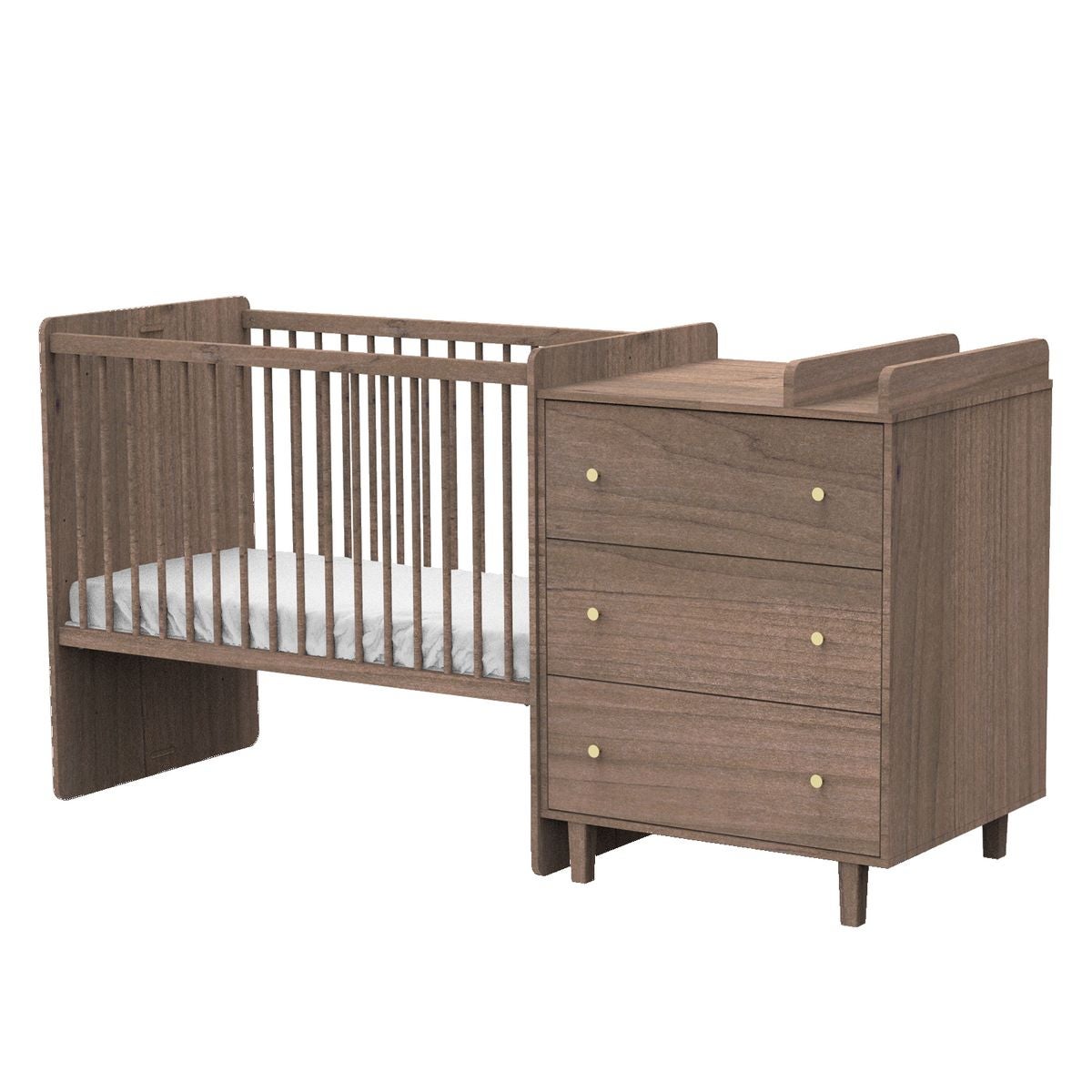 Lit Combiné 120x60 évolutif en 90x190 en bois et bouton métal | Leroy ...