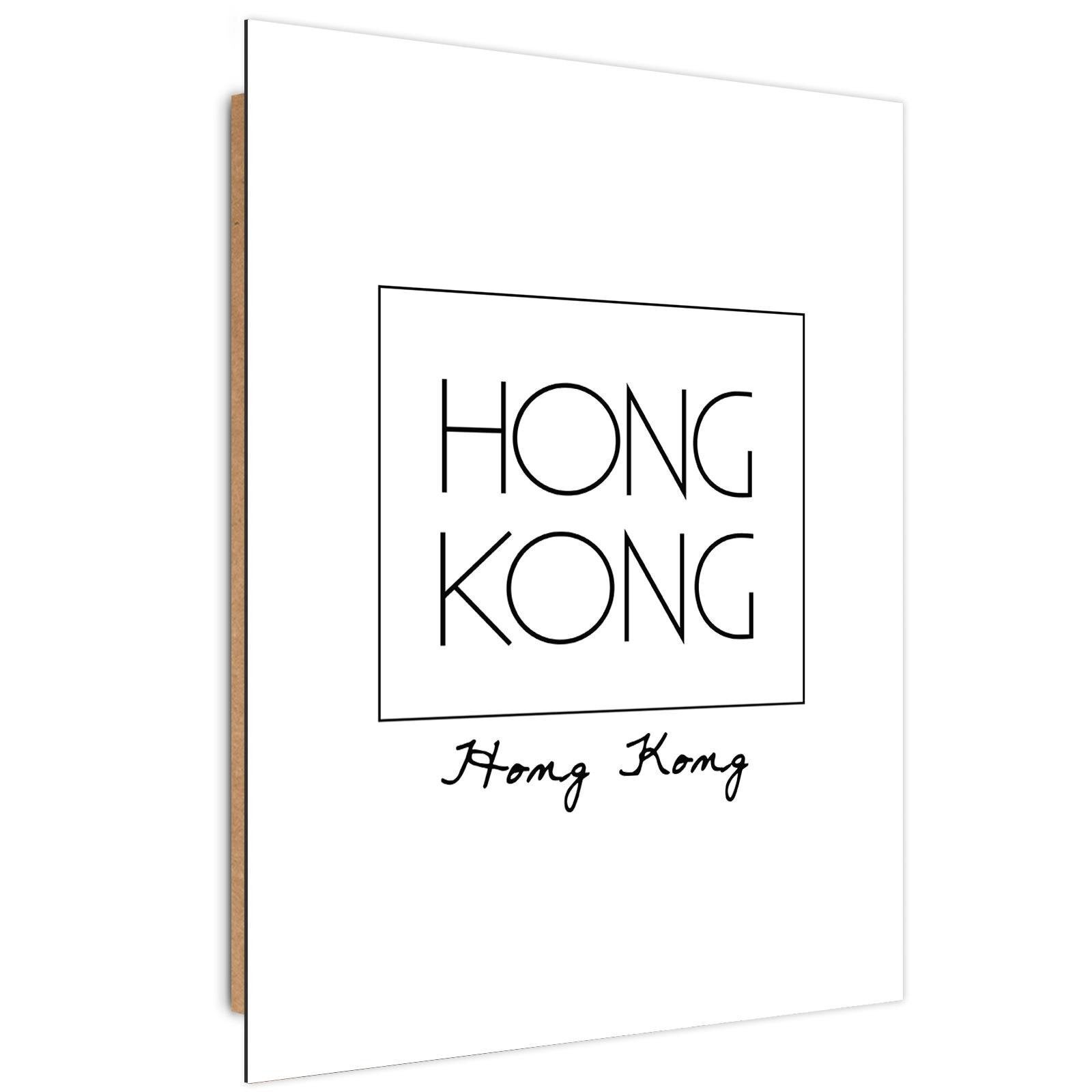Tableau bois inscription hong kong - 40 x 60 cm | Leroy Merlin