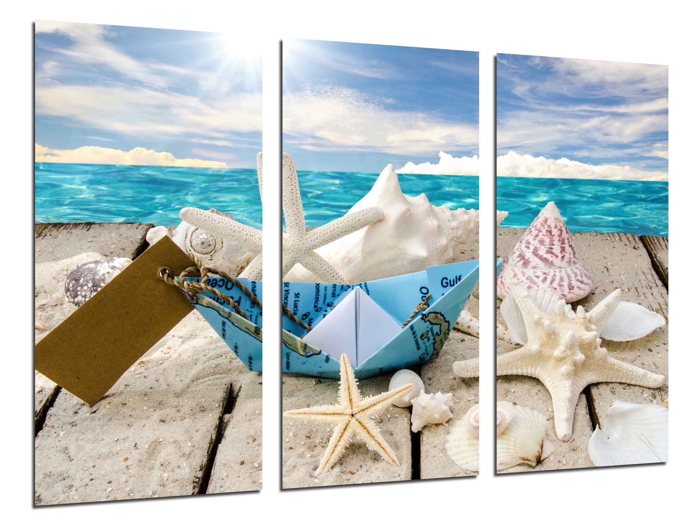 Paisaje Mar Vintage, Conchas, Caracolas, Playa, Arena, impresión ...