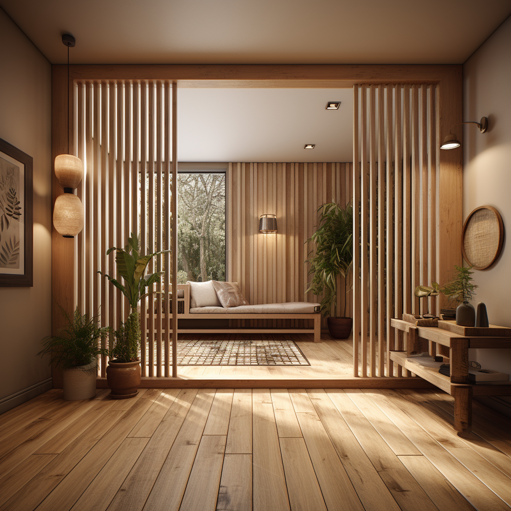 Cloison Claustra Chêne Clair Ajouré 7 Lames - H 249,5 x L 80 x P 7 cm ...