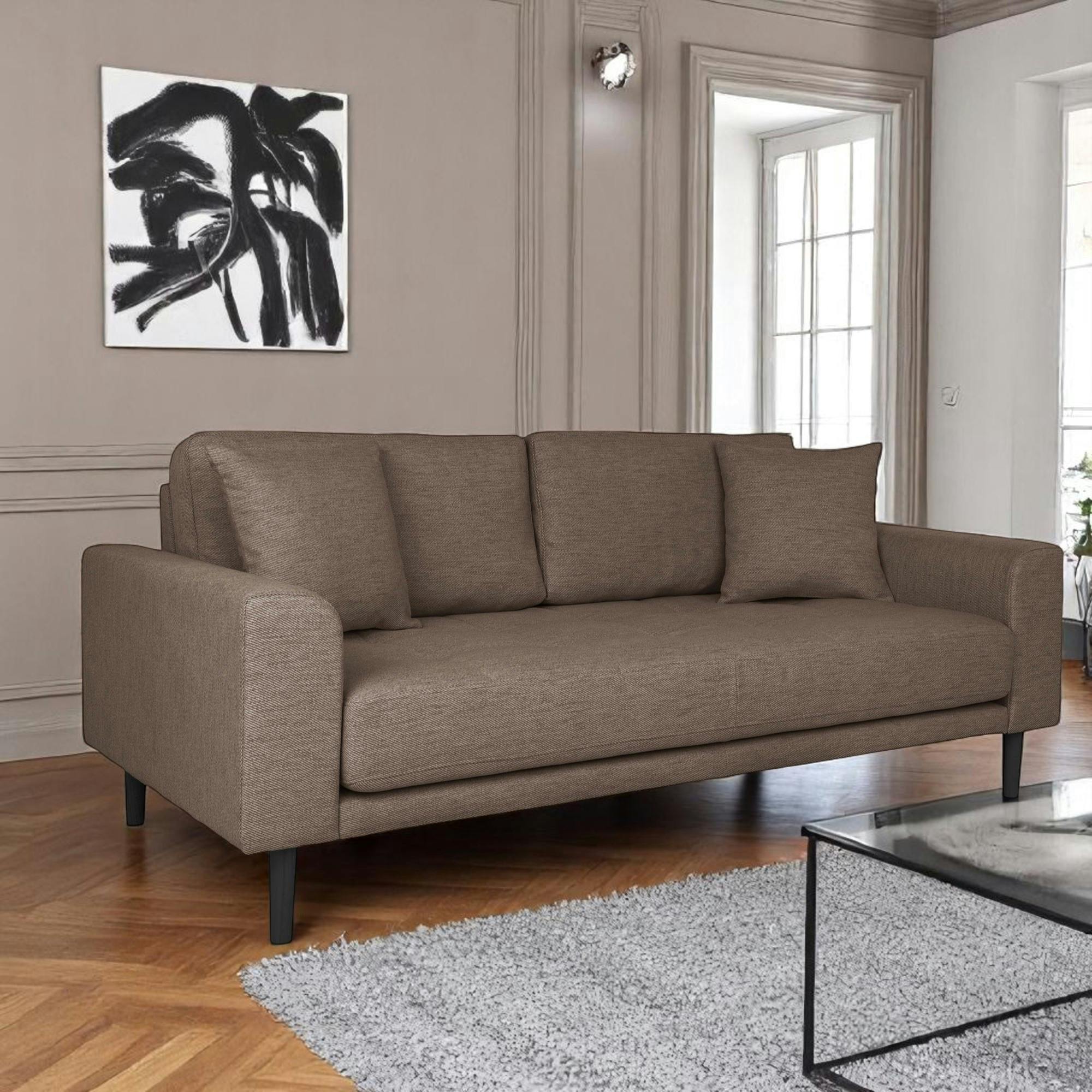 Canapé 2 places 1/2 marron 180 cm ROTTERDAM | Leroy Merlin