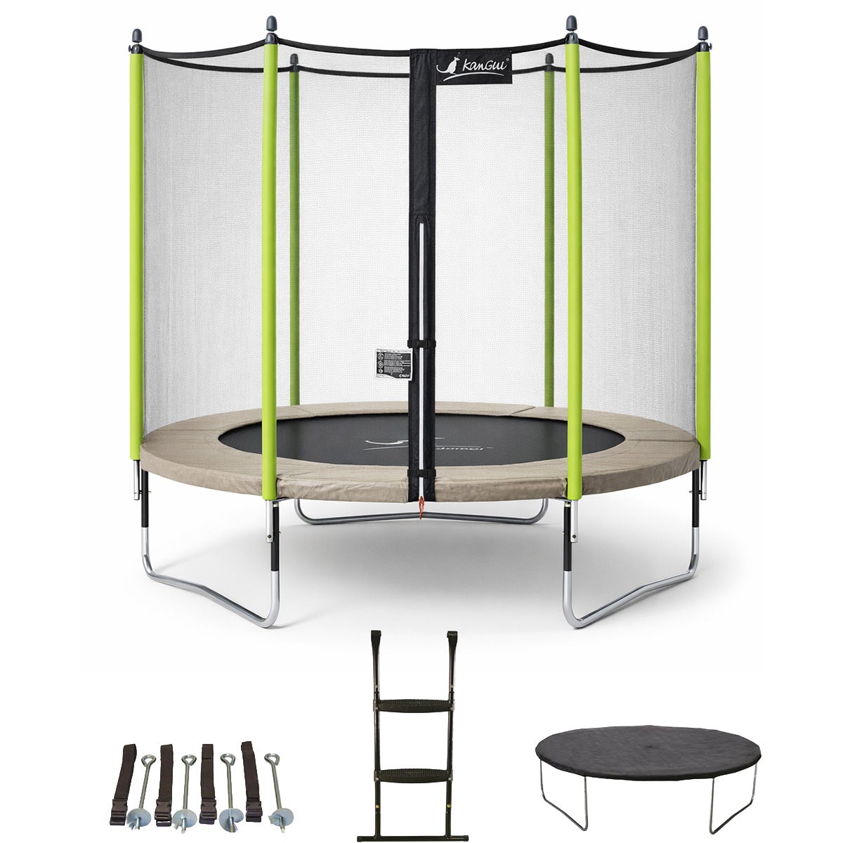 KANGUI Trampoline de jardin 244 cm + filet de sécurité + échelle ...