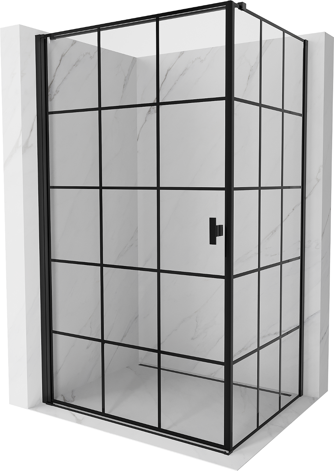 Mexen Mist-B cabine de douche pivotante gauche 80 x 90 cm, grille noire, noire - 8A2T-080-090-70 ...