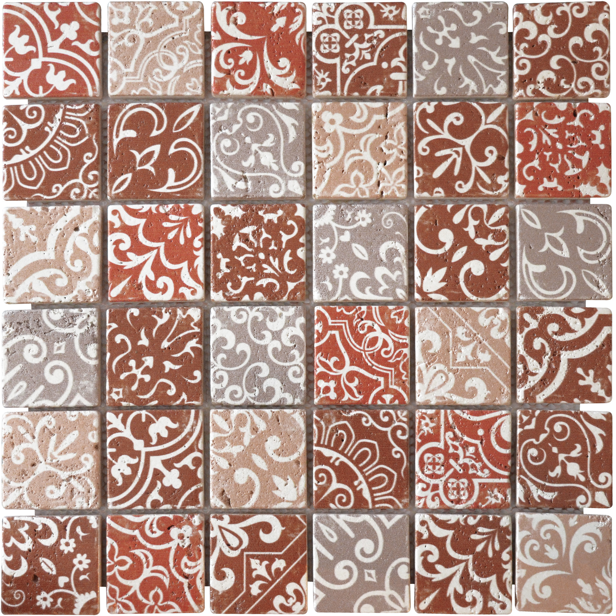 MOSAIQUE TRAVERTIN BAROQUE MARRON 1 PLAQUE 30,5 x 30,5 CM CASA LINEA ...