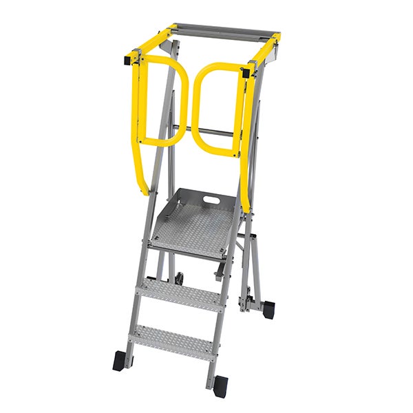 Escabeau roues escamotables 3 marches - Hauteur max. de travail 2.75m ...