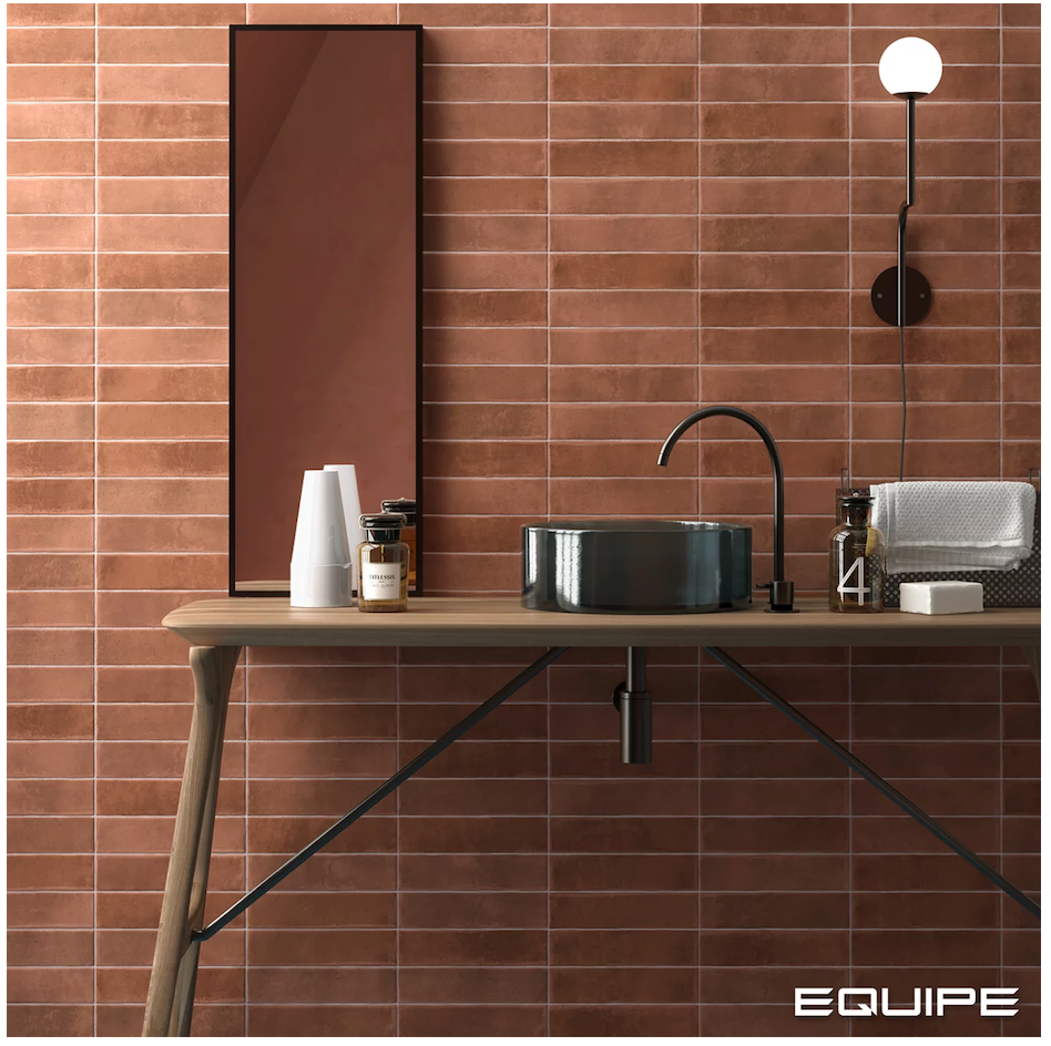 Carrelage sol / mur effet zellige bejmat terracotta terre cuite 6x24,6 ...