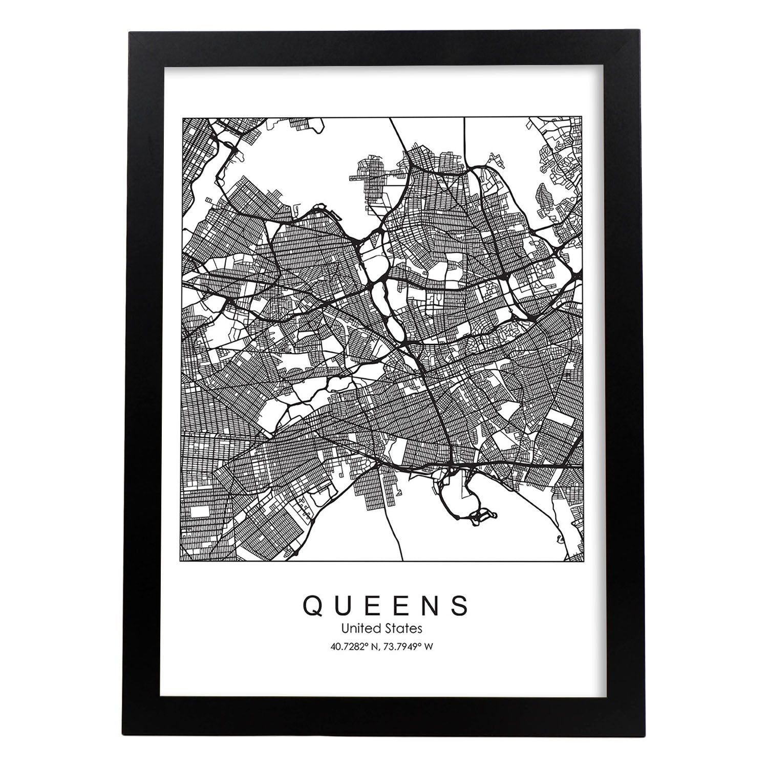 Poster Con Mapa De Queens. Lámina De Estados Unidos, Con Imágenes De ...