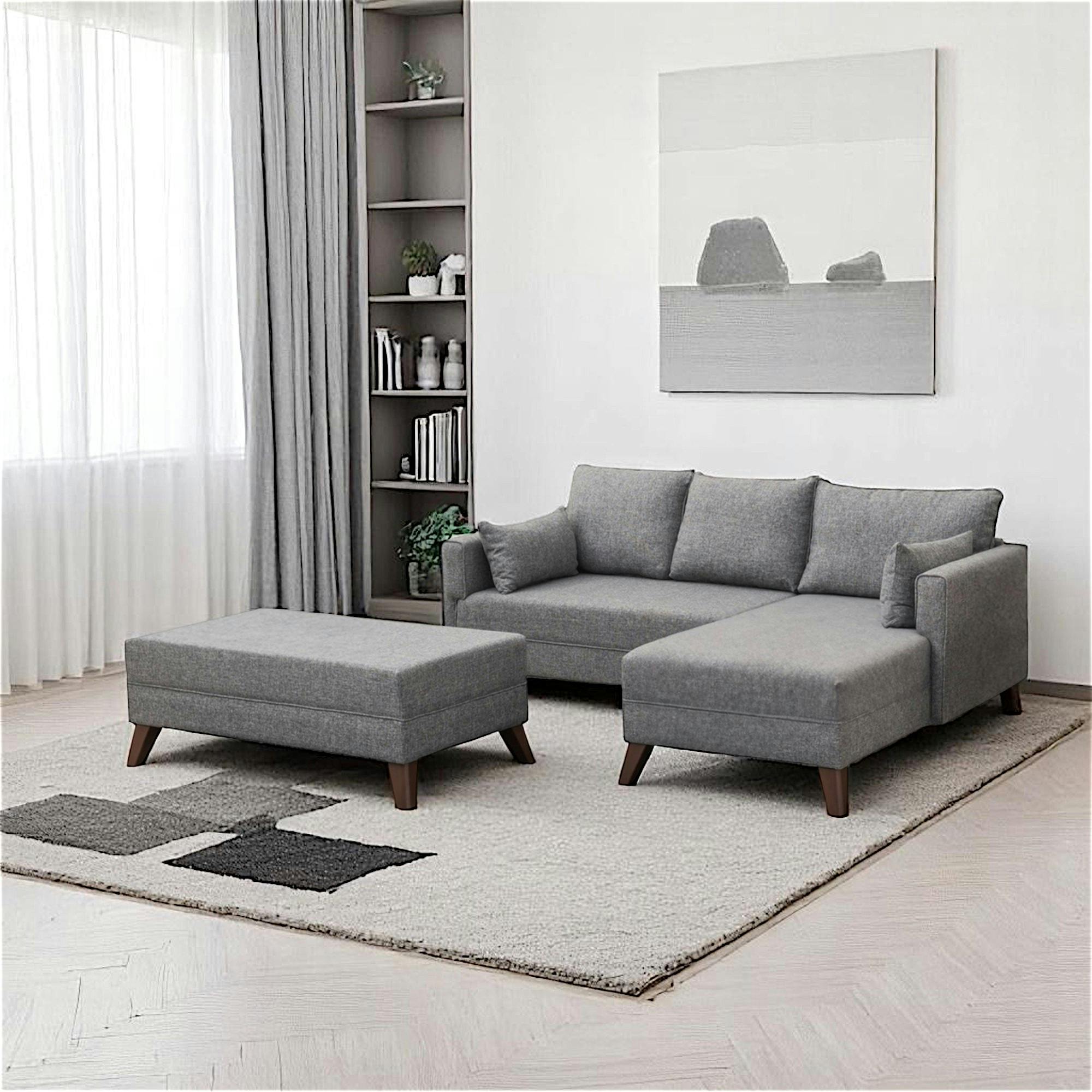 Canapé d’angle convertible gris - côté droit SPLIT | Leroy Merlin