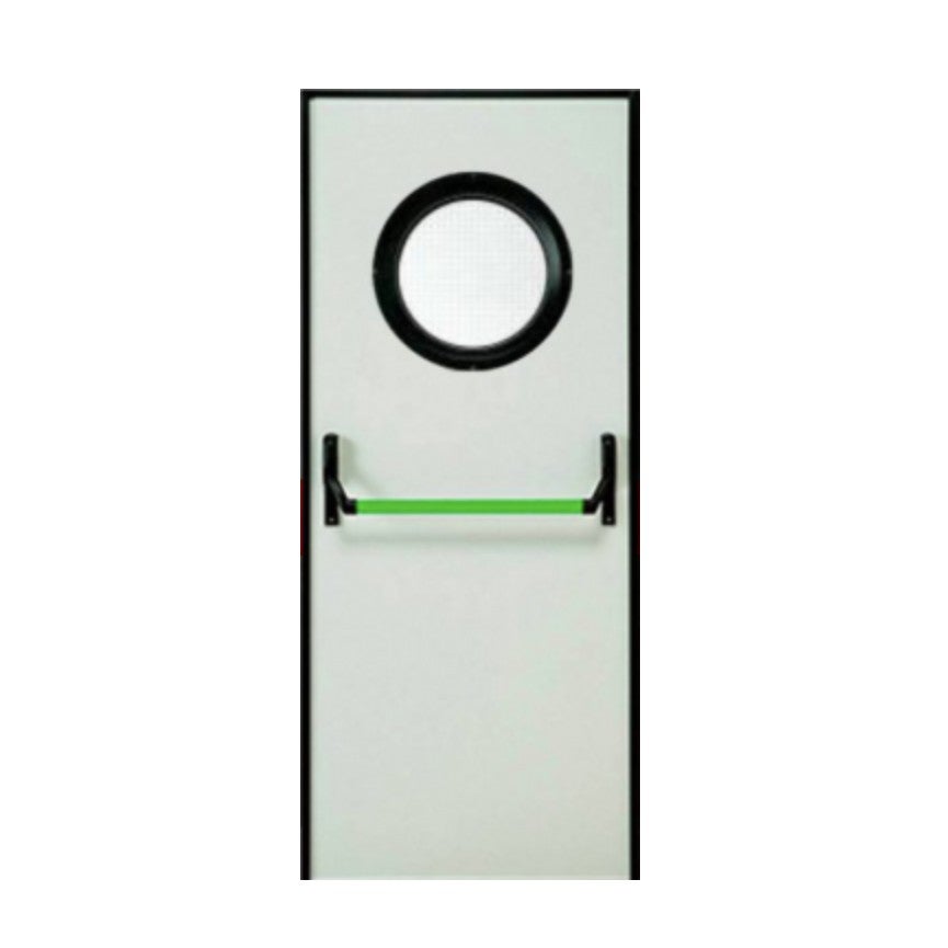 Porte coupe-feu EI2 60 (RF 60) avec hublot et barre anti-panique, blanc ...