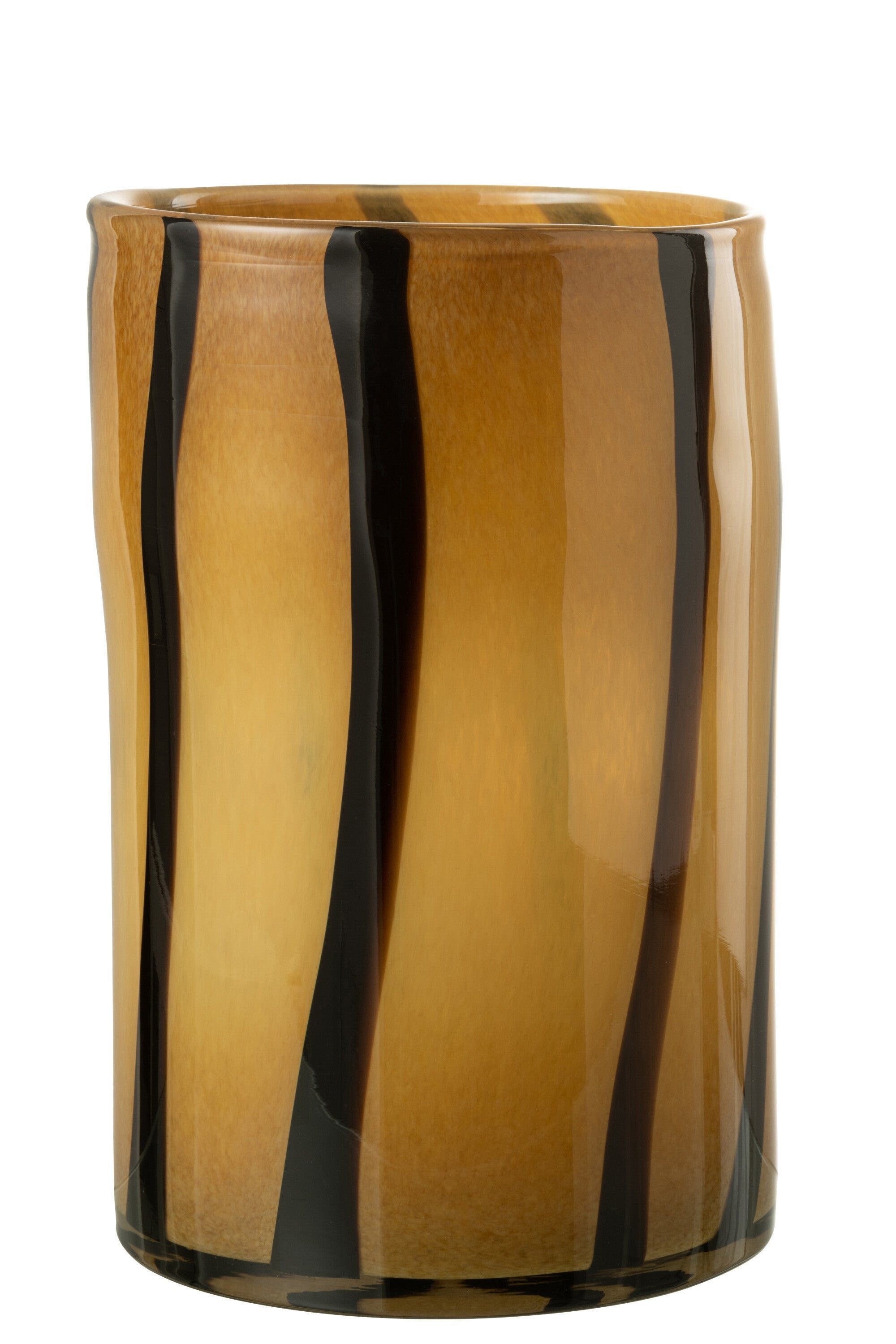 Photophore lignes safari verre noir/marron 20x20x30cm | Leroy Merlin