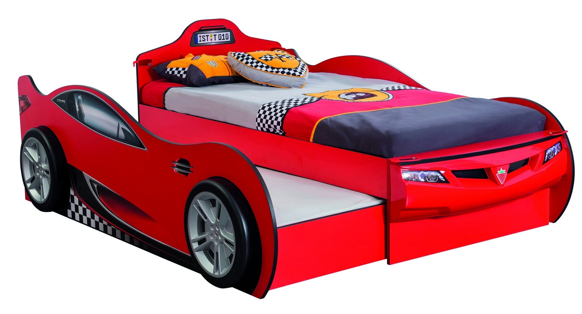 Lit enfant gigogne voiture de course rouge Racing Kup 90x190 | Leroy Merlin