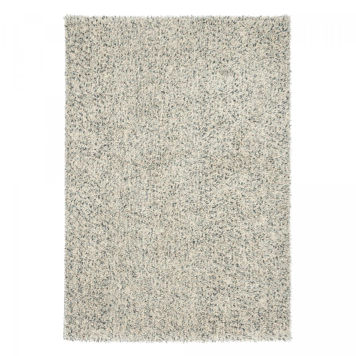 Tapis longs poils shaggy 160x230 rectangle tissé beige et bleu en laine | Leroy Merlin