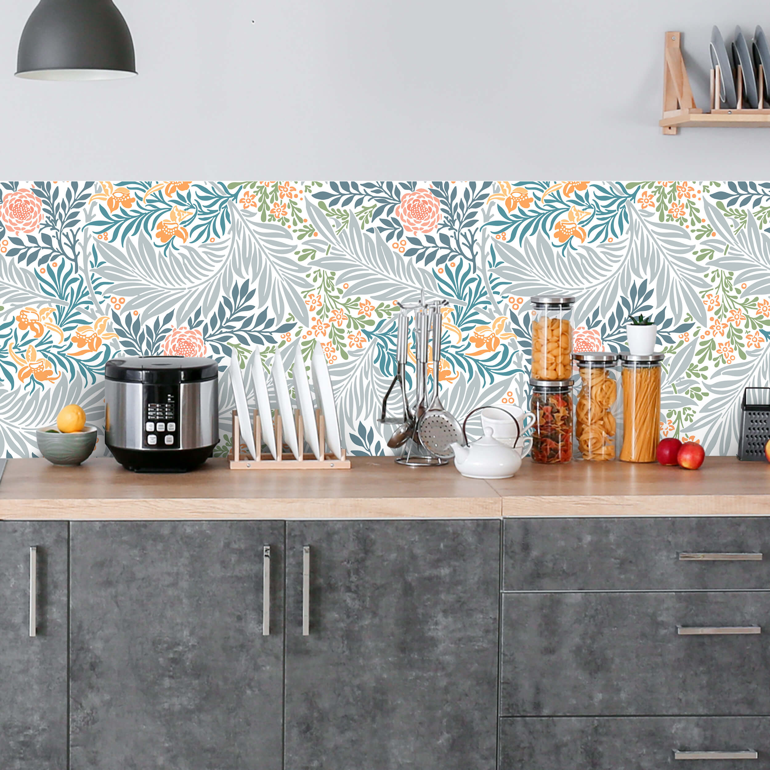 Salpicadero adhesivo para cocina - Flores multicolor - 50x400cm | Leroy ...
