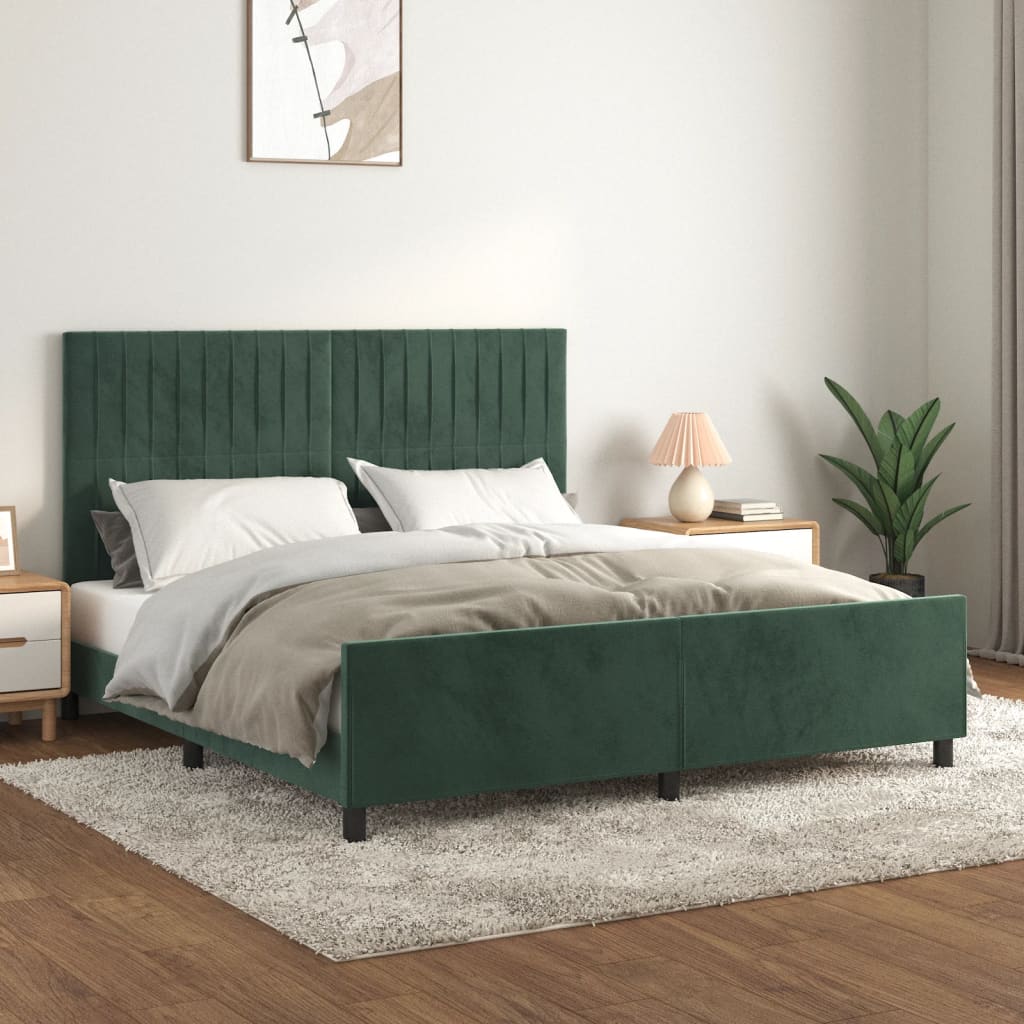 VidaXL Estructura cama con cabecero terciopelo verde oscuro 180x200 cm ...