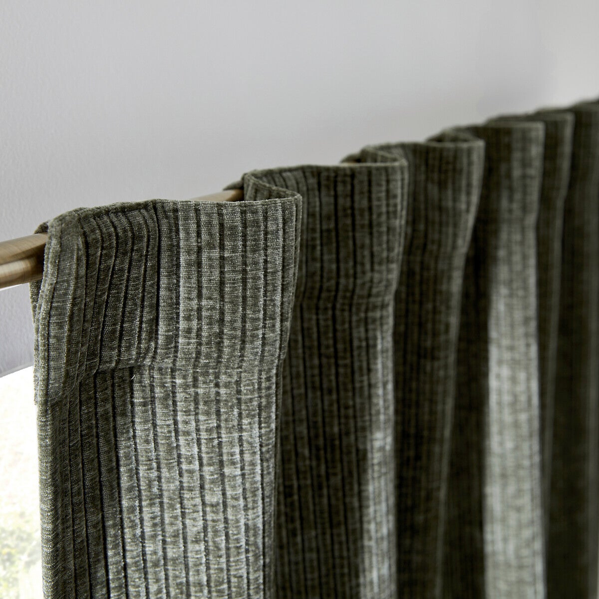 Rideau velours côtelé pattes cachées Carly - Kaki - 250 x 135 cm ...