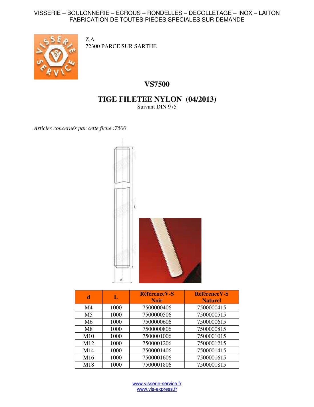 Tige filetée M16 Longueur 1 mètre Nylon Naturel-10 pièces | Leroy Merlin