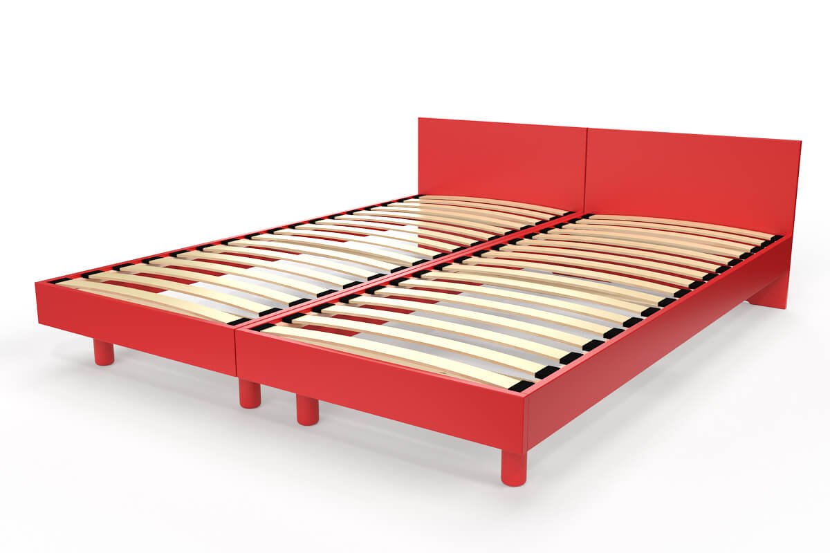 Letti gemelli in legno massiccio con testiere Twin, Colore: Rosso ...