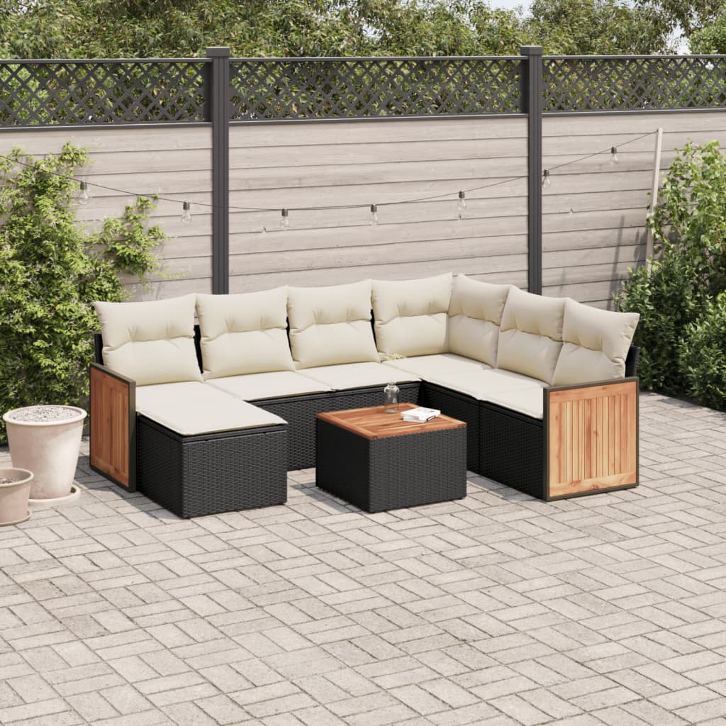 Salon de jardin 8 pcs avec coussins noir résine tressée vidaXL | Leroy ...