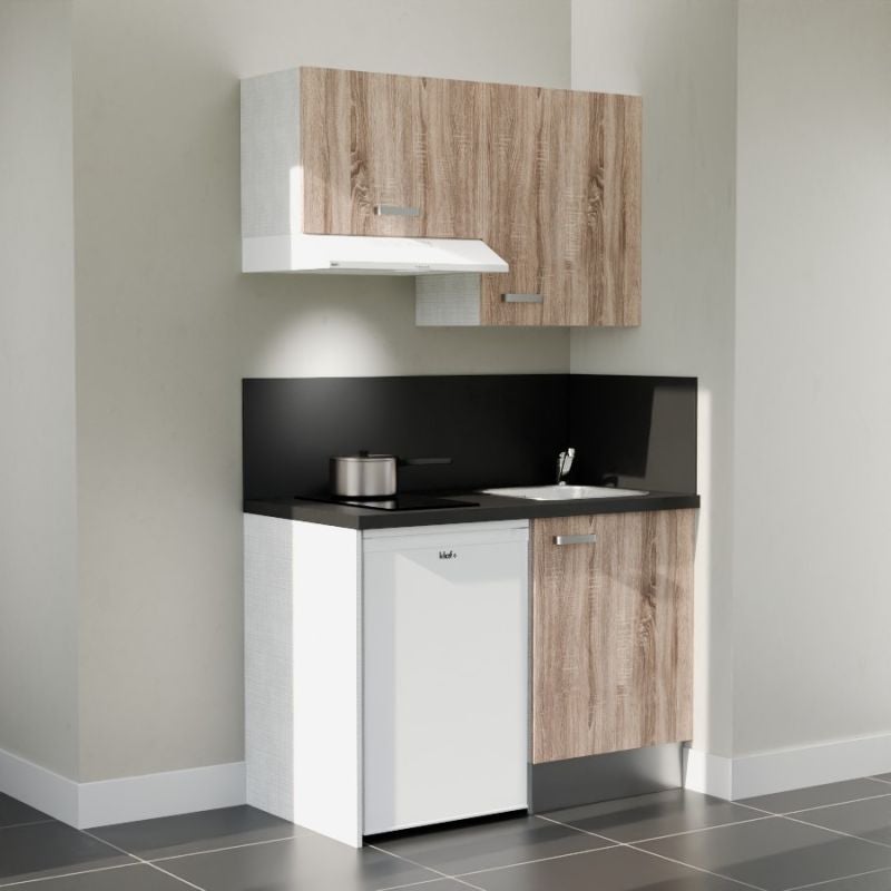Kitchenette K01L-PT - 120 cm avec plan de travail et évier - Façade ...