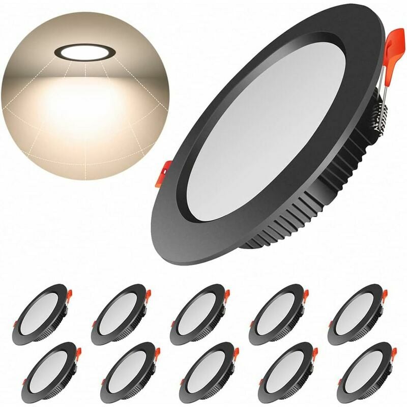 Foco LED Empotrable Regulable Negro Extra Plano Paquete de Blanco ...