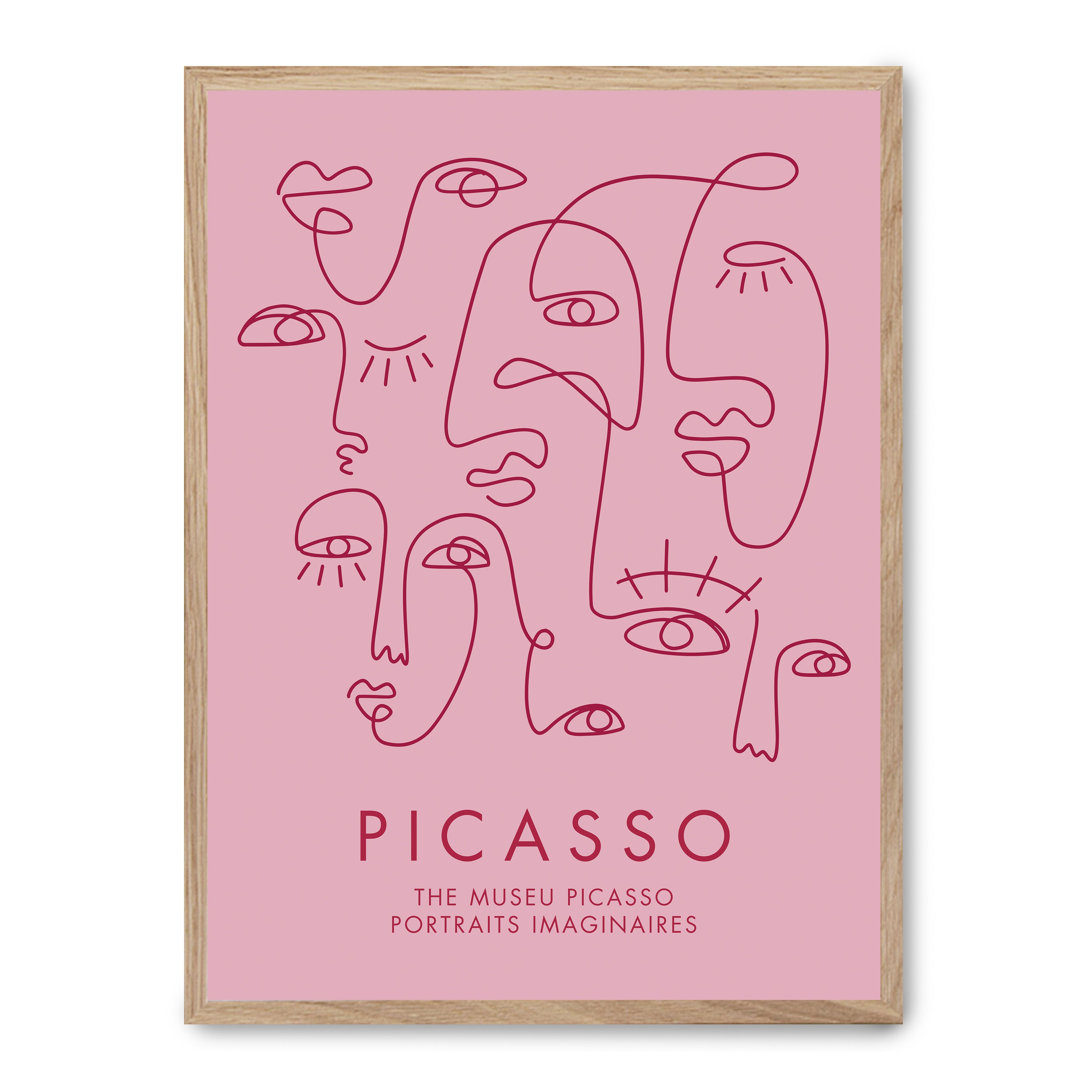 Cuadro Picasso portraits I, marco premium chapado en roble, 30x40 cm ...