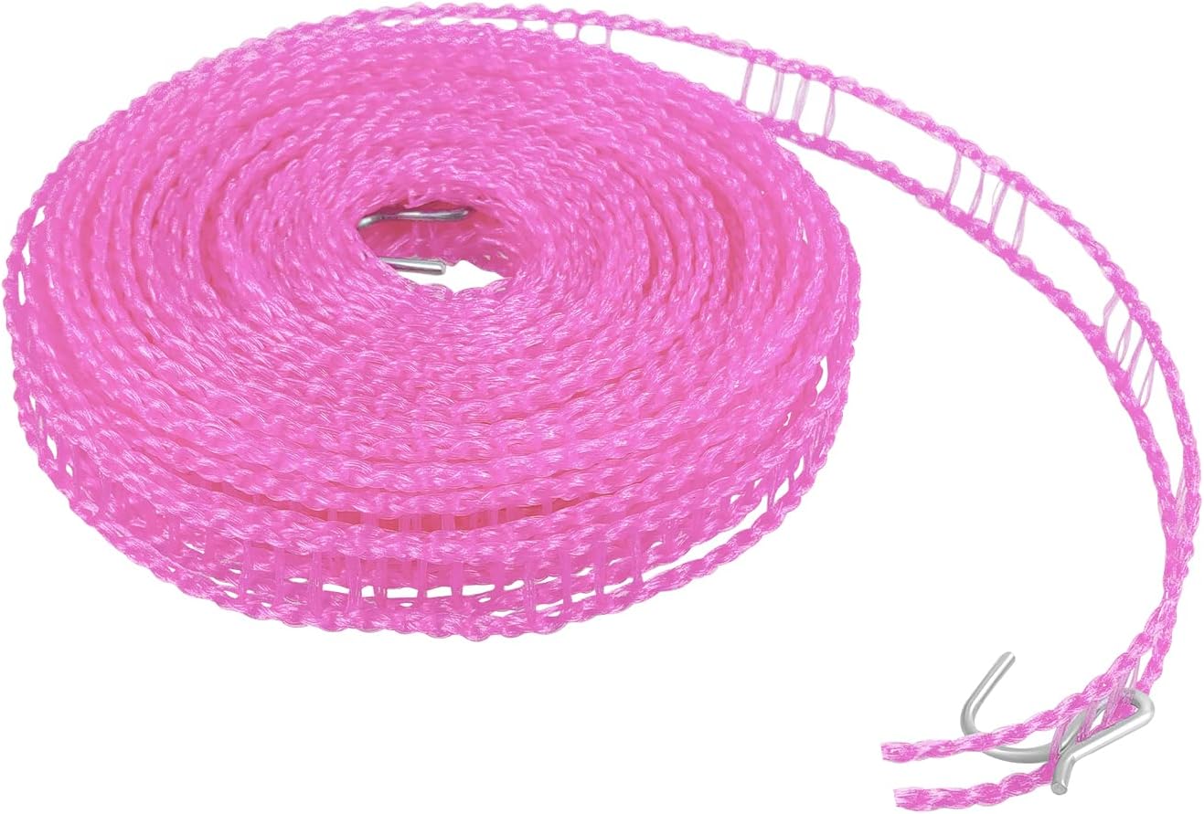 8 m Portable Clothes Line Windproof Laundry Rope with 2 Stainless Steel ...