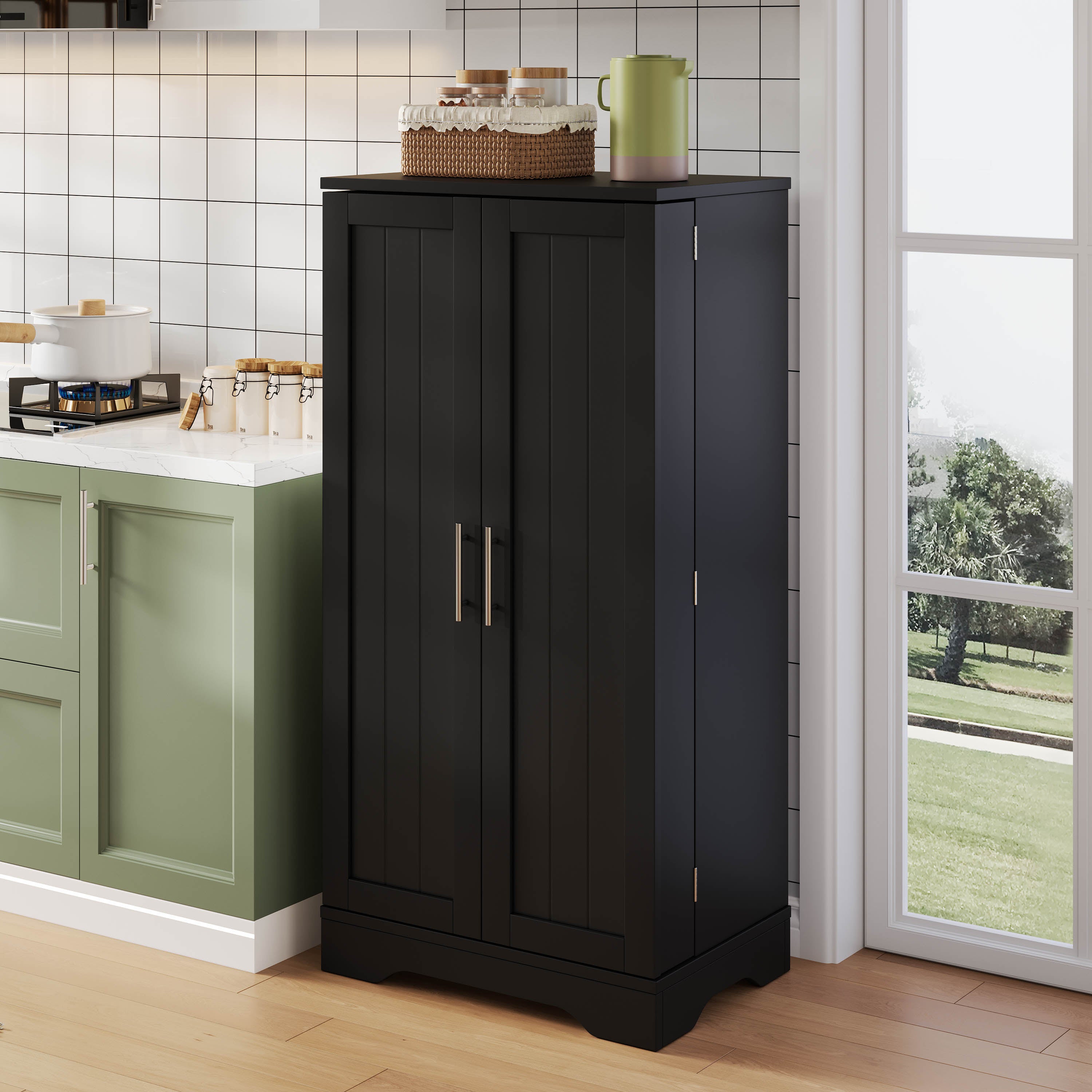 Buffet de cuisine 60x40x120 cm, avec éclairage LED à capteur, étagère à ...
