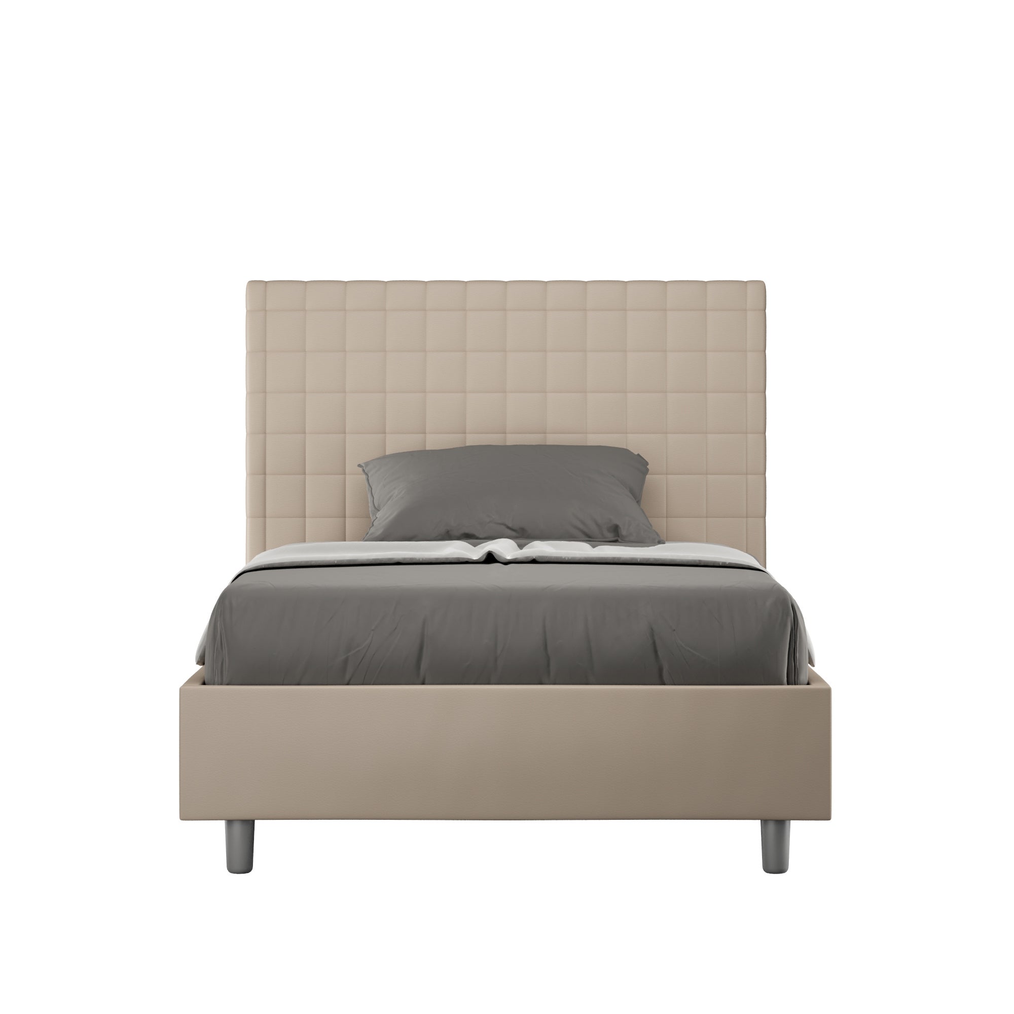 Lit queen size avec sommier rembourré 150x210 similicuir taupe Sunny ...