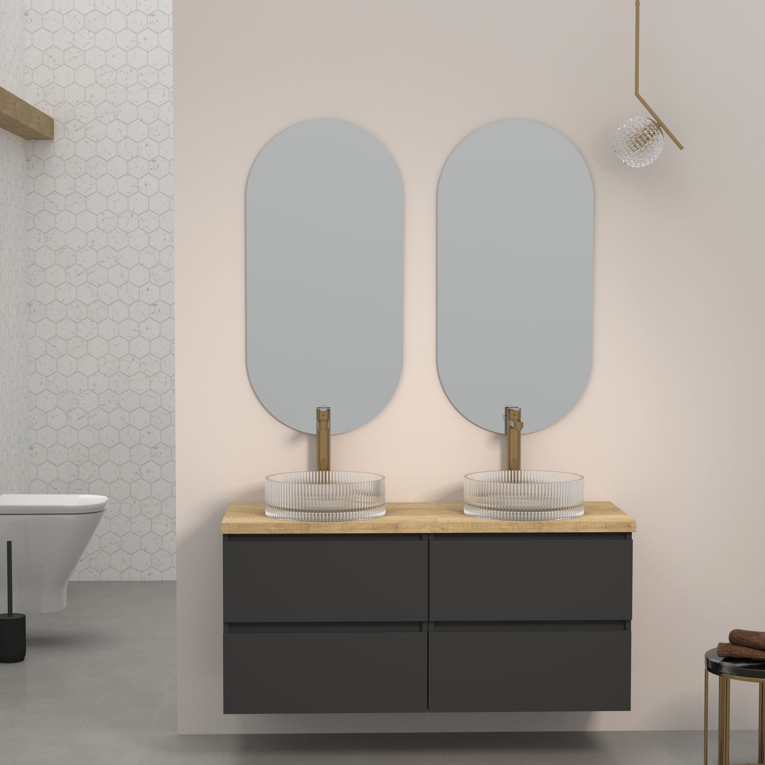 ENSEMBLE SALLE DE BAIN KUB | 140 CM VISON | 4 TIROIRS | LAVABOS EN ...